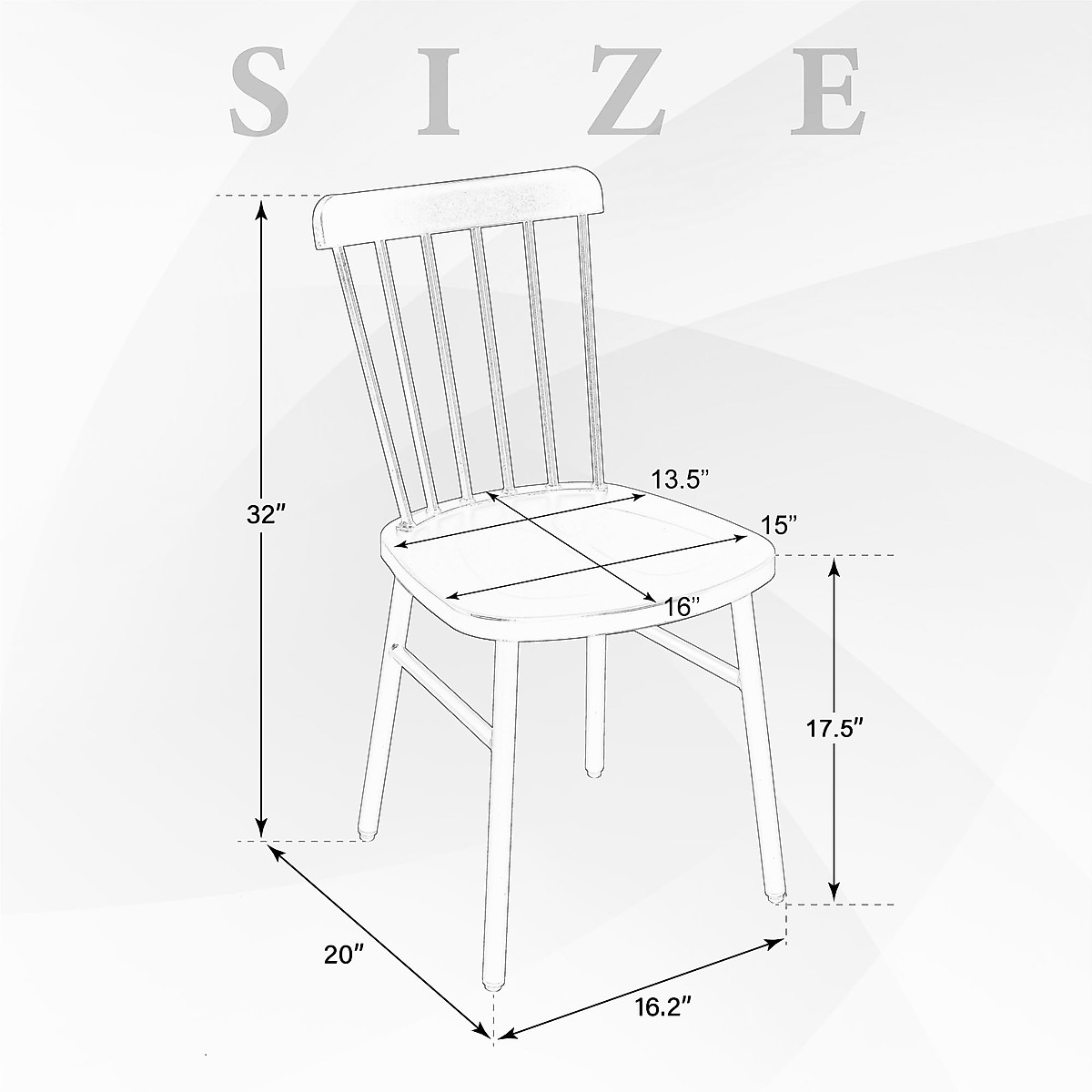 Anmutig White Metal Patio Dining Chairs Set of 2 Indoor/Outdoor Windsor Chairs Farmhouse Spindle Back, Modern Mid-Century Country Style, Kitchen Side Chairs for Living Room Restaurant, Widen Seat
