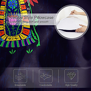 Sleepwish The Day of The Dead Bedding Skeleton Lovers Duvet Cover Set 3 Piece Dia de Los Muertos Printed Design Comforter Cover Sets Full 1 Duvet Cover 2 Pillowcases