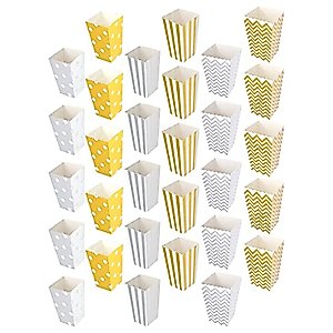 Alipis 30pcs Popcorn Boxes Stripe Supplies Gold Cartons Vintage Snack Threaded Grade Night Movie Theater Design Home Bags Containers Products Candy Food Cup Stadium Mixed for