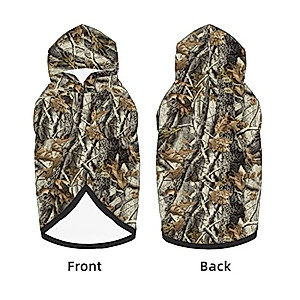 Large Dog Hoodie Mossy-Tree-Camo-Leaf Pet Clothes Sweater with Hat Soft Cat Outfit Coat X-Large