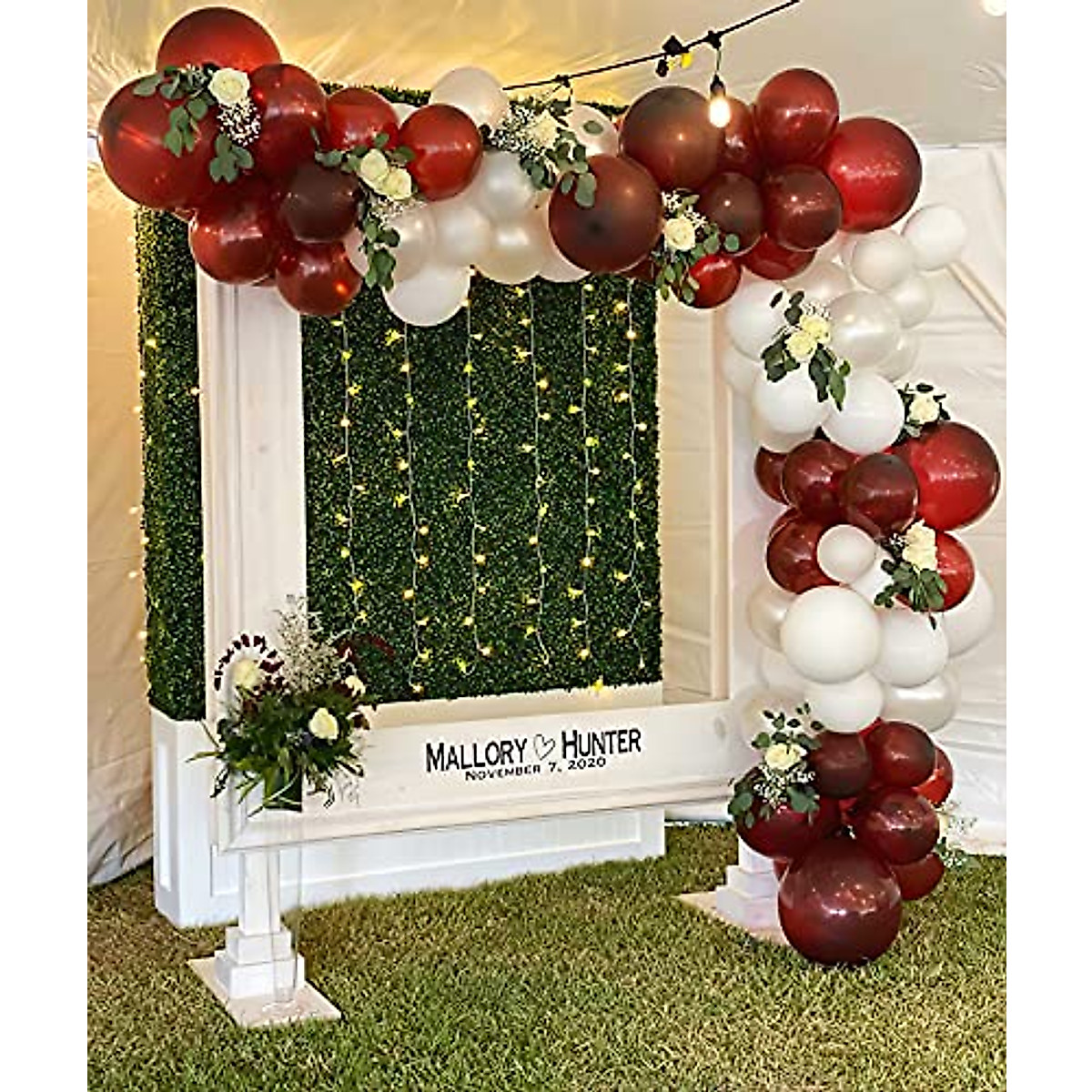 Wine Burgundy Balloon Garland Kit, 12" 5" Burgundy Balloons Gold Confetti Balloon 16 Feet Balloon Strip Tape Set for Burgundy Theme Party Wedding Decorations