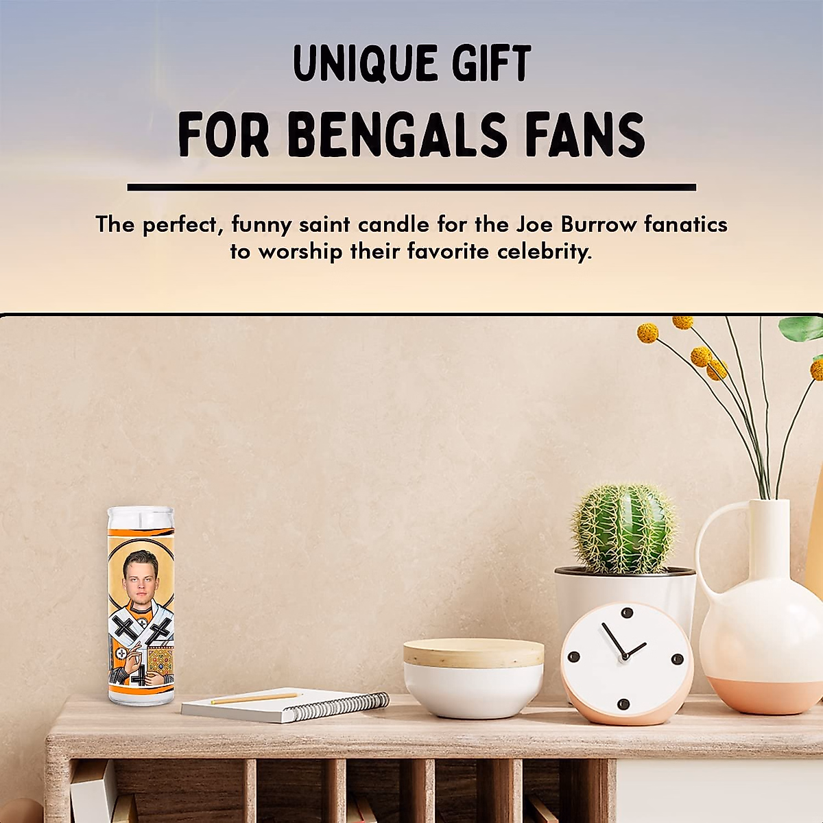 Joe Celebrity Candle - Joey B Saint OH Candle - Ohio Votive Glass Jar Candles - Cincy Lovers Devotional Candles - Handmade Soy Wax - Unique Cincinnati Novelty Gift for Football Lovers