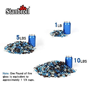 Stanbroil 10-Pound Blended Fire Glass Beads - 1/2 inch Fire Glass Drops Blended Caribbean Blue, Crystal Ice, Caramel Luster for Indoor and Outdoor Gas Fire Pits and Fireplaces
