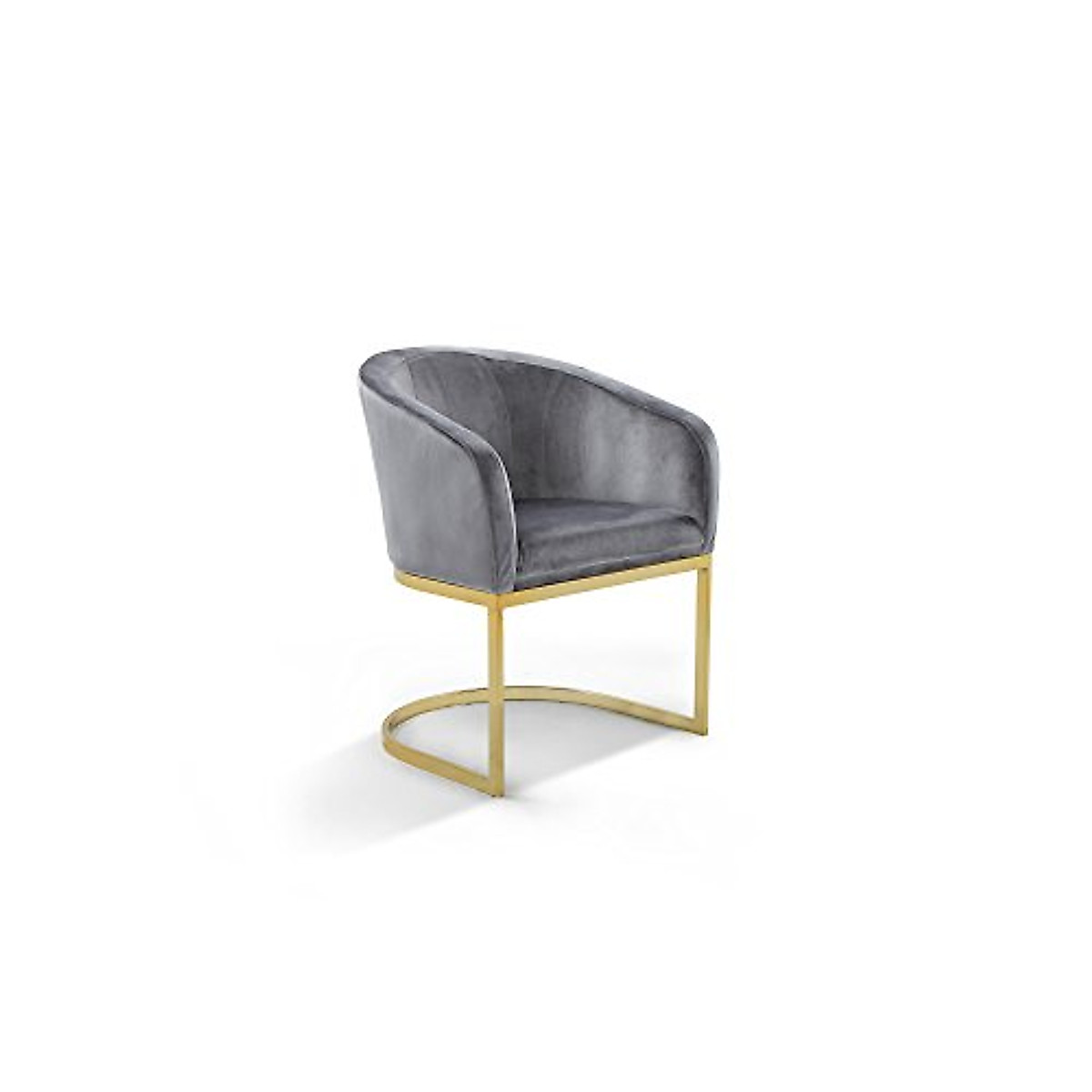 Iconic Home Siena Accent Club Chair Shell Design Velvet Upholstered Half-Moon Gold Plated Solid Metal U-Shaped Base Modern Contemporary Grey 25.6D x 23.2W x 31.7H in