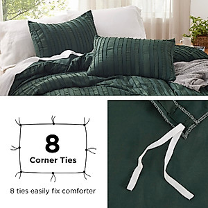 Bedsure Striped Tufted Duvet Cover King Size - Shabby Chic Duvet Cover, 3pcs All-Season Boho Bedding for All Seasons, Includes 1 King Duvet Cover & 2 Pillowcases (Forest Green, King, 104"x90")