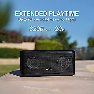 DOSS SoundBox Plus Portable Speaker with HD Sound and Deep Bass, Wireless Stereo Paring, Touch Control, Muti-Colors Led Lights, 20H Playtime, Wireless Speaker for Phone, Tablet, and More -Deep Black