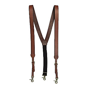M & F Western Men's Nocona Hdx Smooth Leather Suspenders (Large, Brown)