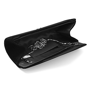 U-Story Women's Evening Wedding Party Velvet Envelope Clutch Bag Tote Purse Handbag (Black)