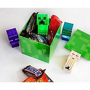 MINECRAFT Creeper 4-Inch Tin Storage Box Cube Organizer with Lid | Basket Container, Cubby Cube Closet Organizer, Home Decor Playroom Accessories | Video Game Toys, Gifts and Collectibles