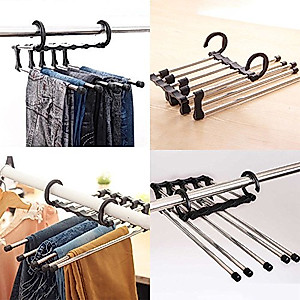 OKOKMALL US--Space Saver Hangers Organizer Pant Trouser Stand Rack Magic Hanger 5 In 1 New