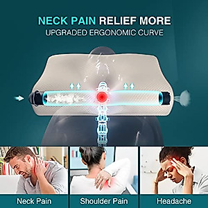willai Cervical Pillow for Neck Pain,Adjustable Neck Support Pillow with Inflatable Tube,Contour Orthopedic Neck Pillows for Sleeping,Best Firm Memory Foam Pillow for Side Back Sleepers.