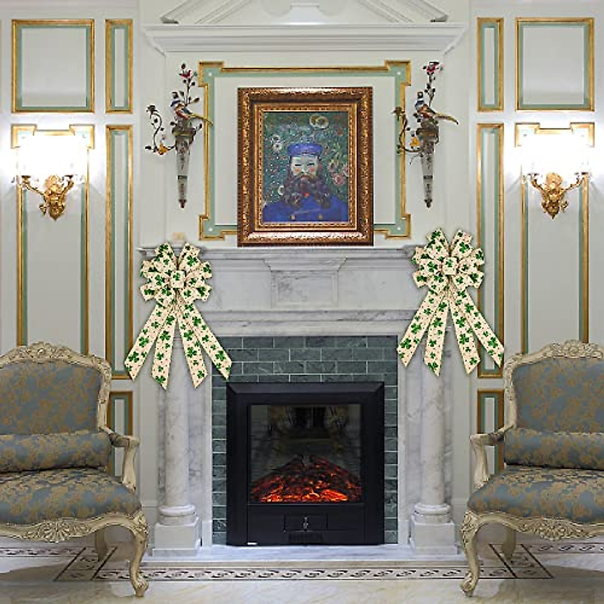 Saint Patrick's Day Fabric Ribbons, Brown Green Clovers Edge Wired Burlap Ribbon for St Patrick Day Irish Hanging Wrapping Party Gift Decoration Outdoor Crafts Supplies (2.5 Inch * 10 Yards * 1 Roll)