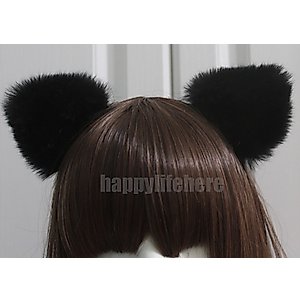 Happylifehere Furry Cat Ears Headband Bear Ears Hairband For Halloween Cosplay Prop White