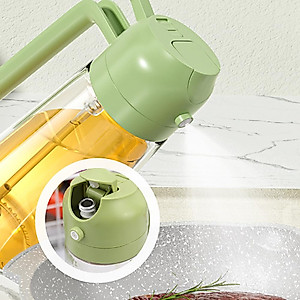 AIIONP 2 in 1 Glass Oil Sprayer & Dispenser, 2024 Upgrade Large 600ml/20Oz Olive Oil Dispenser Bottle for Kitchen, Food-grade Oil Spray Bottle for Cooking, Air Fryer, Frying, BBQ (Green, 470ml)