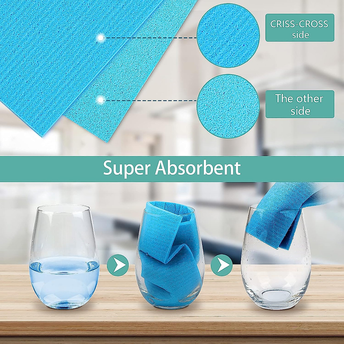 HOMEXCEL Swedish Sponge Dish Cloth, 12 Pack Reusable, Absorbent Hand Towels, Sponge Cloth for Kitchen, Bathroom, and Cleaning Counters (Pink/Blue/Yellow)