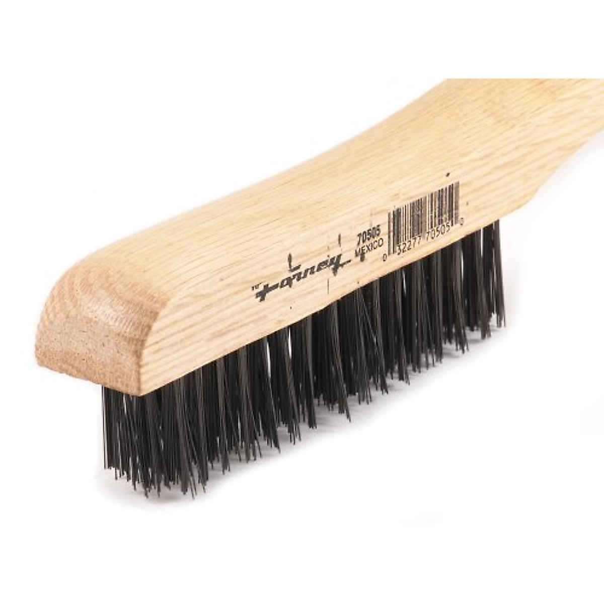 Forney 70505 Wire Scratch Brush, Carbon Steel with Wood Shoe Handle, 10-1/4-Inch-by-.014-Inch