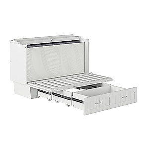 AFI, Sydney Modern Coastal Queen Solid Wood Murphy Bed Chest with Mattress in White