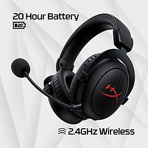 HyperX Cloud Core Wireless Gaming Headset for PC with DTS Headphone:X Spatial Audio, Detachable Noise-Cancelling Microphone, Memory Foam Ear Pads, Durable Aluminum Frame, Black (Renewed)