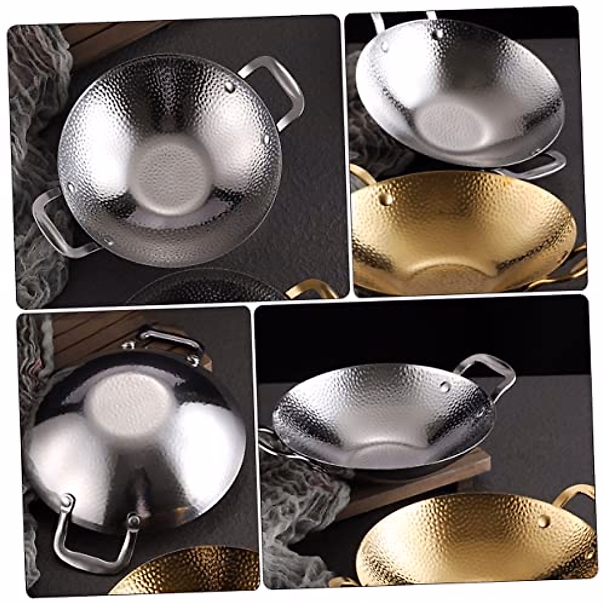 CALLARON Pot Home Tools Outdoor Cooker Korean Cookware Work Pot Small Stockpot Wok Skillet Nonstick Household Hot Pot Steel Pans for Cooking Double Handle Stainless Steel Pans China