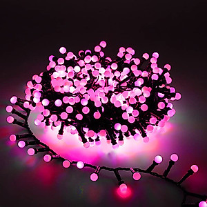 Valentines Day Globe String Lights, Valentines Decor Fairy Lights 8 Modes with Solar Plane&Plug in, 250 LEDs Lights Valentines Decoration Party Bedroom Home Indoor Outdoor(Pink White)