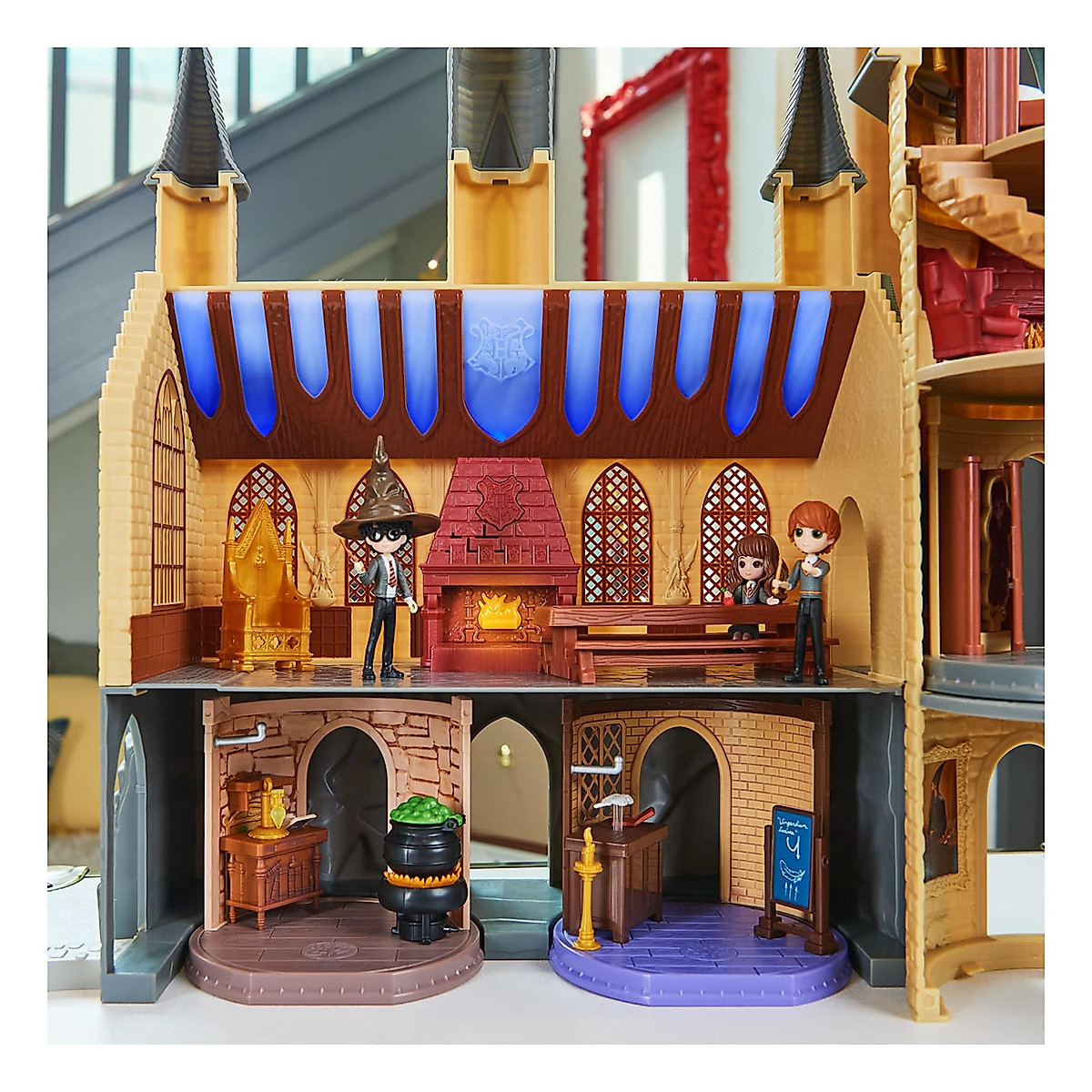 Wizarding World Harry Potter, Magical Minis Amazon Exclusive Deluxe Hogwarts Castle, 3 Classroom Playsets, 22 Accessories, 3 Figures, Lights & Sounds
