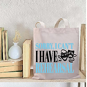 BDPWSS Theater Tote Bag Drama Actor Actress Gift Comedy Tragedy Mask Gift Sorry i Can't i Have Rehearsal Bag (I Have Rehearsal TG)