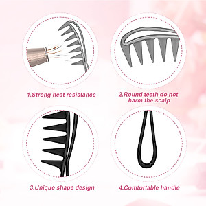 2 Pcs Wide Tooth Comb, Large Texture Combs Wide Tooth Curl Comb Shark Teeth Hairstyle Tool for Curly Wet Wavy Thick Hair Wigs Barber Salon, Women Men (Black)