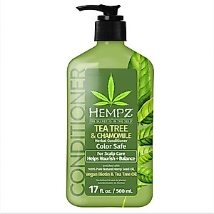 Hempz Biotin Hair Conditioner - Tea Tree & Chamomile - For Scalp Care Hair Growth & Strengthening of Dry, Damaged and Color Treated Hair, Hydrating, Softening, Moisturizing - 17 Fl OZ