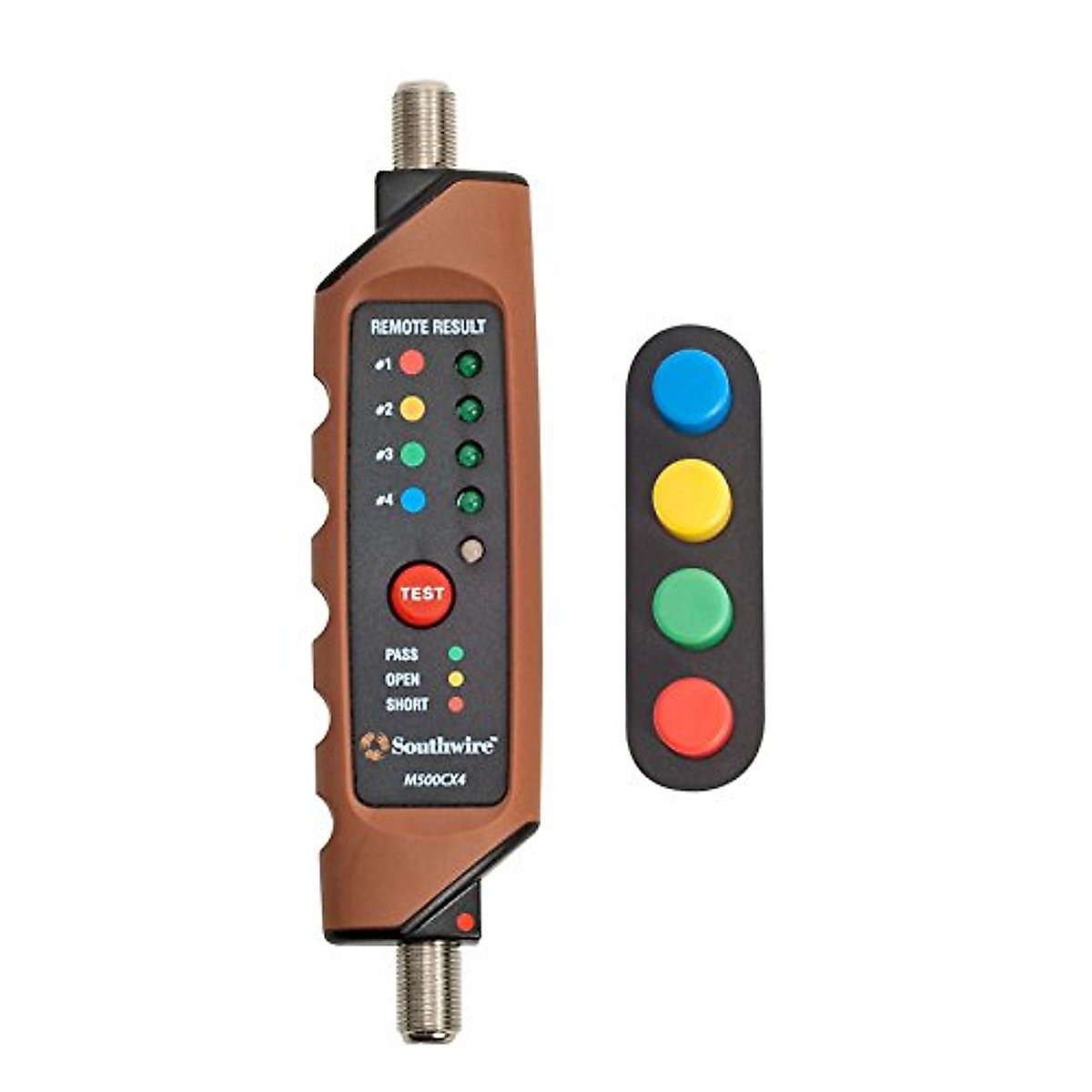 Southwire M500CX4 Coax Continuity Tester/Mapper; Durable Design; Auto Power-Off; Double-Molded Housing; Easy-to-Understand LED Display; Includes 4 Color-Coded ID Remotes