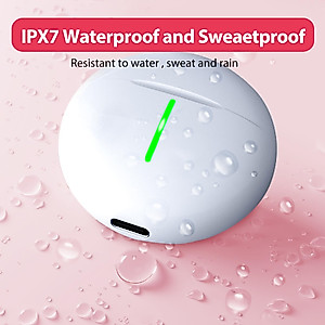 MoreJoy M2 mini Wireless Half in-ear Earbud Bluetooth 5.3 Headphones ENC HD Mic Earphones Hi-Fi Stereo Sound Earbud 35H Playtime IP7 Waterproof Ear Buds (White)