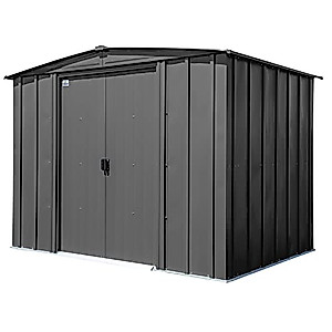 Arrow Shed Classic 8' x 6' Outdoor Padlockable Steel Storage Shed Building, Charcoal