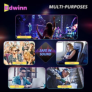 Edwinn Ear Plugs for Noise Reduction, 3 Pairs Invisible Noise Cancelling Ear Plugs, High Fidelity Hearing Protection for Concerts, Raves, Motorcycles, Work