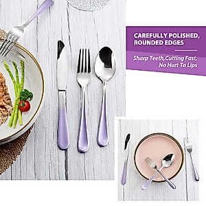 Gradient Purple Silverware,Stainless Steel Flatware Set,20 Piece Tableware Cutlery Set,Mirror Polished Utensils Sets for Kitchen,Reusable Dinnerware Set Service for 4,Dishwasher Safe