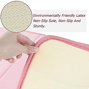 Xerhnan Memory Foam Bath Mat Set - Non Slip, Absorbent, Soft Bath Rug Set - Fast Drying Washable Bath Mat - Size 15.8” x 24” (2, Pink)