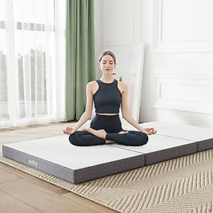 Novilla Tri Fold Mattress Full, 4 Inch Memory Foam Foding Mattress,Portable Mattress with Breathable Mesh Sides for Yoga, Camping, RV,Foldable Mattress,CertiPUR-US Certified,Full Size