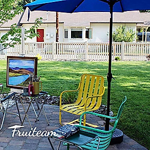 FRUITEAM Water Filled 50LB Patio Umbrella Base, Heavy Duty Plastic Outside Patio Umbrella Stand Pole Holder, 1.49-inch Steel Pole Weighted Market Umbrella Base for 6-9Ft Straight-Pole Garden Umbrella