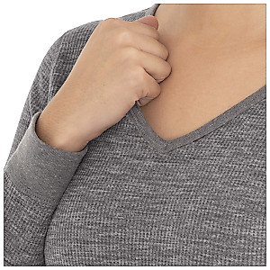 Fruit of the Loom womens Micro Waffle Thermal V-neck Pajama Top, Smoke Heather, X-Large US