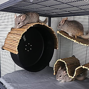Chinchilla Cage Natural Wood Flexible Platform Toy, Chinchilla Running Wheel Fence, Small Animal Climbing Toys for Chinchilla Guinea Pig Rabbit Hamsters Gerbils Rat and Other Small Animals