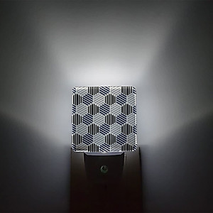 Big buy store Night Lights Auto Sensor Black Gray Hexagon Plug-in LED Nightlights Dusk to Dawn for Living Room, Bedroom, Bathroom, Kitchen, Hallway, Stairways, Abstract Geometric