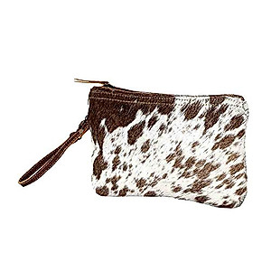 Myra Bag Women's Hair-On Hide Small Pouch Wristlet Brown One Size