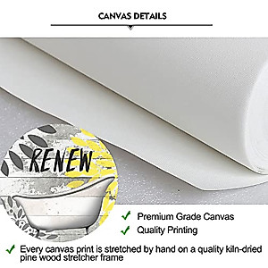 3 Pieces Yellow Relax Bathroom Wall Art Prints Dahlia Flowers Relax Refresh Renew Signs on Rustic Wood Background Stretched and Framed Canvas Pictures For Bedroom Living Room Ready To Hang Each Panel 12x16inch (Small)