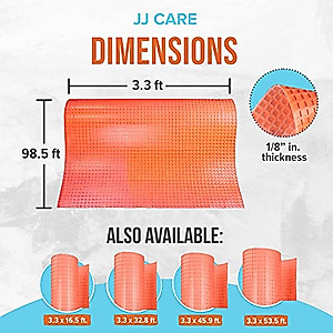 JJ CARE Uncoupling Membrane 1/8 Underlayment [3.3ft x 98.5ft / 323sq ft] - Anti-Fracture Tile Underlayment Roll, Crack Prevention Membrane, Uncoupling Membrane for Under Tile, Bathroom Wall & Floor