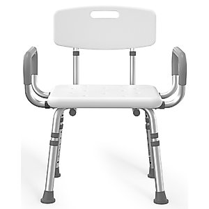 HOMLAND Shower Chair for Inside Shower with Arms and Back, FSA/HSA Eligible 500 lbs Heavy Duty Shower Seat for Bathtub, Height Adjustable Safety Bath Seat for Elderly, Adults, Handicap and Disabled