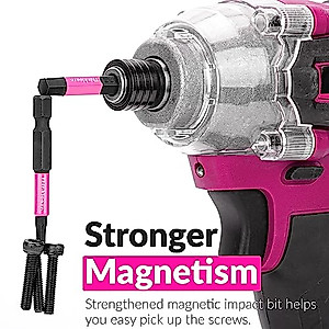 ThinkLearn Pink Hex Head Allen Wrench Drill Bit Set 20pcs (Metric&SAE), 1/4” Hex-Shank S2 Steel Hex Bits Set with Quick-Change Adapter, Perfect for Home DIY-Gift for Women, Magnetic Tips