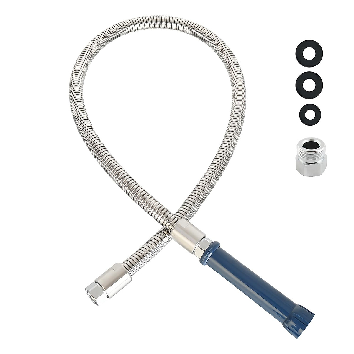 Phivan Commercial Sink Faucet Sprayer Hose with Heat Resistant Handle 44 Inch Pre-rinse Sprayer Hose for Kitchen Sink Faucets Stainless Steel Flexible Commercial Dish Spray Hose Parts