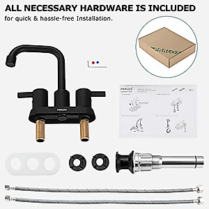 PARLOS 2-Handle Matte Black Bathroom Faucet for Lavatory with Pop-up Sink Drain and Faucet Supply Lines, 1431604