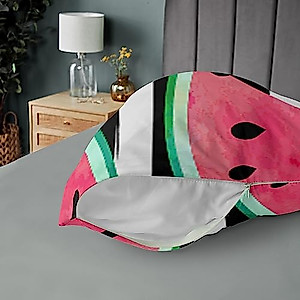 Body Pillow Cover with Zipper Closure, Super Soft and Cozy Body Pillow Case Cover Luxury Long Body Pillowcase Tropical Fruit Watermelon Pink Summer Stripe Black and White Background 20 x 54 Inches