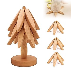 Wooden Trivets for Hot Dishes,Tree Coasters,Decorative Wood Trivet Set,Hot Pads for Pots and Pans