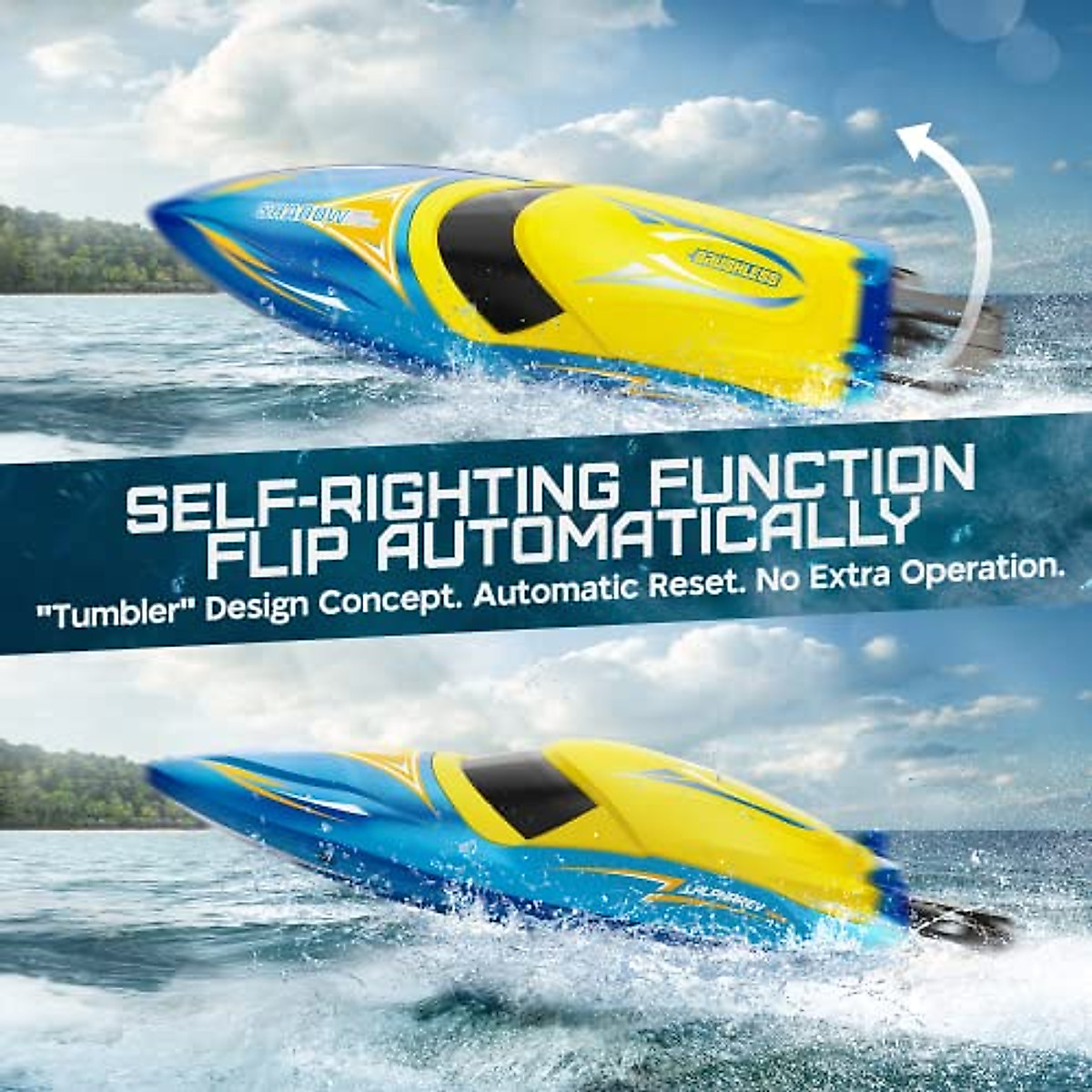 ALPHAREV Brushless RC Boat - R608 30+ MPH Fast Remote Control Boat for Pool & Lake, 2.4GHz RC Boats for Adults, RC Speed Boat with Brushless Motor, Summer Outdoor Water Toys Birthday Gifts for Boys
