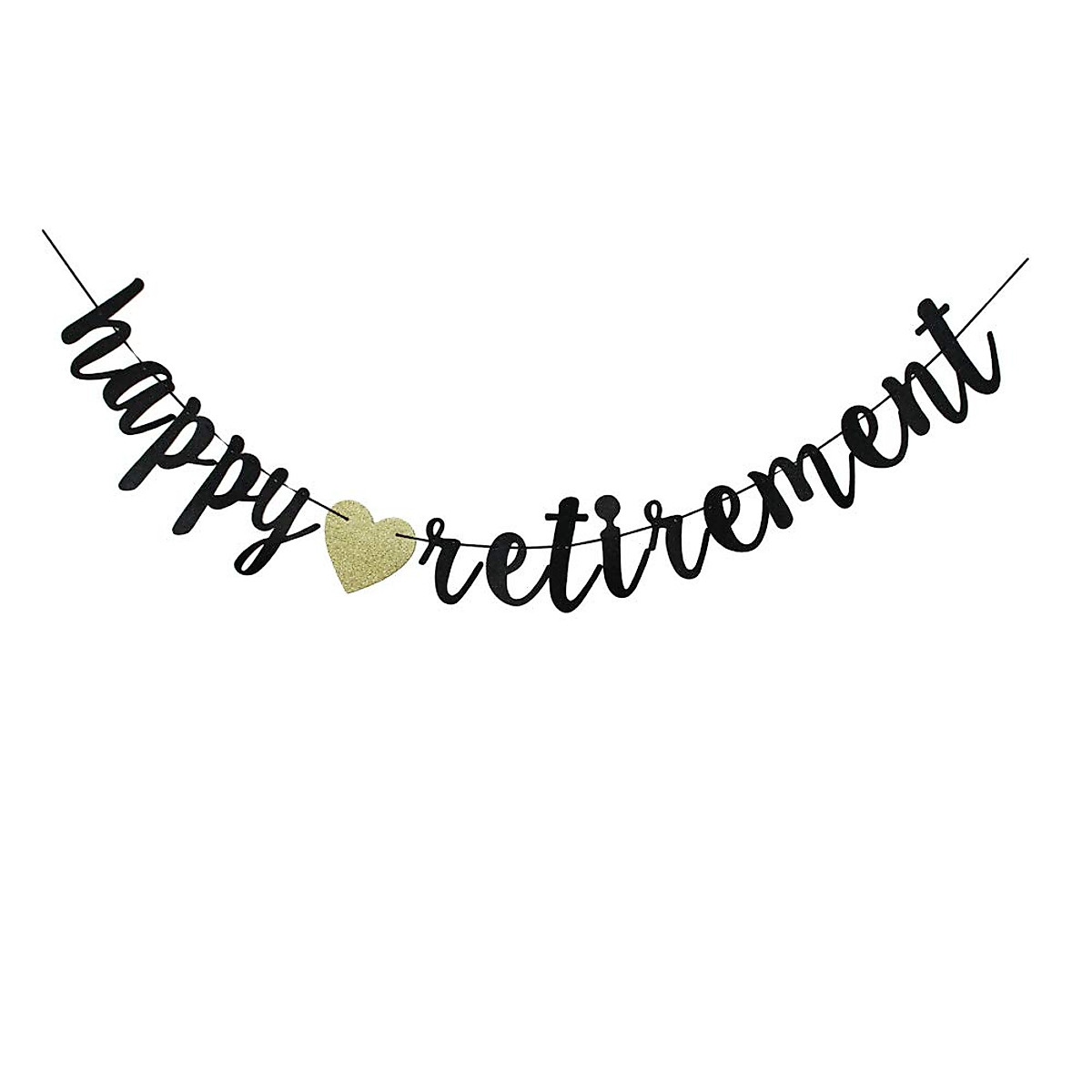 Happy Retirement Black Banner, Retirement Party Sign Bunting Decorations